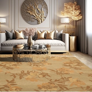 Hand Knotted Tibetan Olive Tamarian Wool Transitional Area Rug - 6' x 9 ...