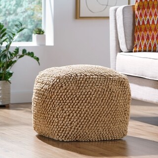 Bowmont Hand-Crafted Cotton Cube Pouf by Christopher Knight Home - Bed ...