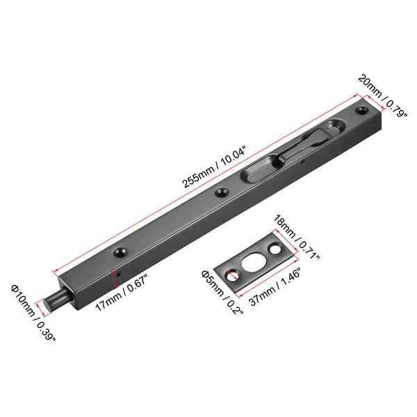 Flush Bolt 10-inch Stainless Steel Door Guard Lever Action Latch Lock ...