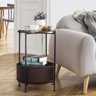 Round Storage End Table with Cloth Basket - Bed Bath & Beyond - 38424890