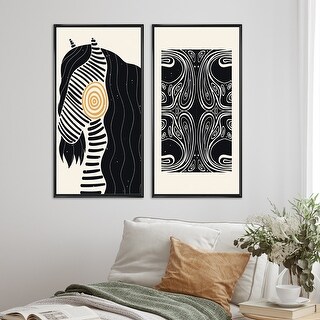 Designart "Minimal Monochrome Aesthetics I" Geometric Framed Art Set of ...