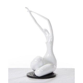 Cid 24 Inch Modern Ceramic Sculpture, Feminine Figure, Round Base ...