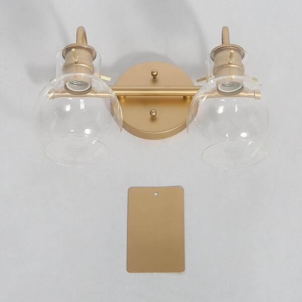 Modern Gold 2-Light Bathroom Vanity Lights Wall Sconces - L 13"x W 7"x ...