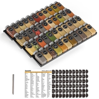 Spice Drawer Organizer with 44 Spice Jars, 386 Spice Labels, 4 Tier ...