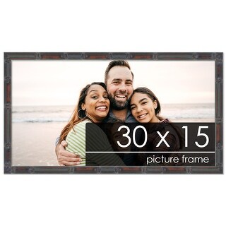 30x15 Bamboo Walnut Complete Wood Picture Frame with UV Acrylic, Foam ...