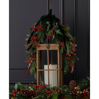 Magnolia Leaf, Eucalyptus, and Berry 30in Swag, Pre-Lit with 35 LED ...