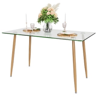 Modern Glass Rectangular Dining Table with Metal Legs - 51" x 27.5"x 29 ...