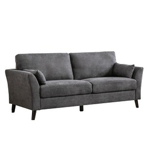 Otto 77 Inch Sofa, Throw Pillows, Padded Cushions, Dark Gray Velvet ...