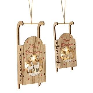 Sled Cut-Out Ornament (Set of 6) 9"H, 12"H Wood - 9"H, 12"H - Bed Bath ...