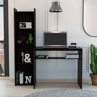 Mod Black Computer Desk with Open Bookcase - Bed Bath & Beyond - 35450100