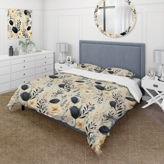 Designart "Nomadic Elegance Boho Ferns Pattern" Beige cottage bedding ...