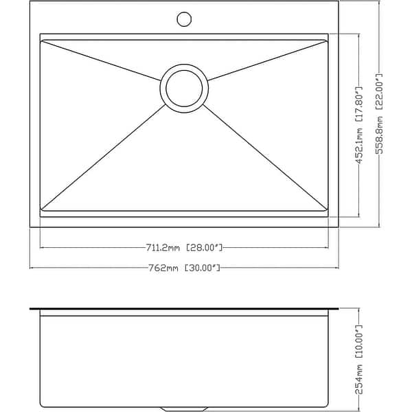 30" x 22" Drop In Kitchen Sink, Stainless Steel Workstation Sink Black ...