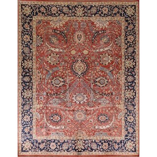 Red Floral Tabriz Vegetable Dye Area Rug Handmade Wool Carpet - 8'2"x9 ...