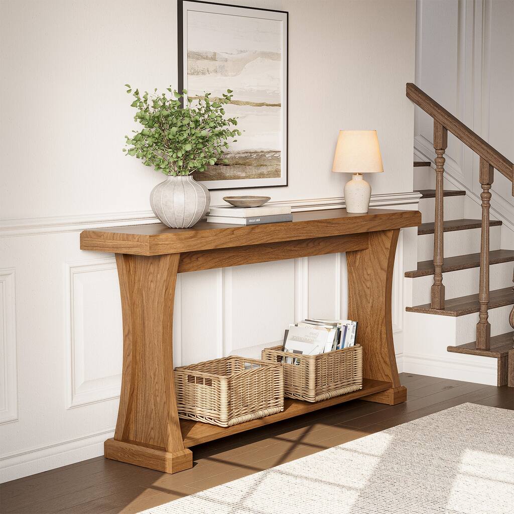 63'' Long Entryway Table, Narrow Console Sofa Table with Shelf ...