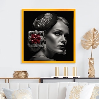 Designart "Vintage Red Diamond Earring" Fashion Woman Framed Art Print ...