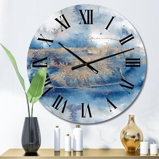 Designart 'Abstract Classic Blue And Gold I' Modern wall clock - Bed ...