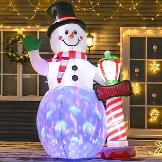 8ft Giant LED Color-Changing Snowman with North Pole,Outdoor Xmas Decor ...
