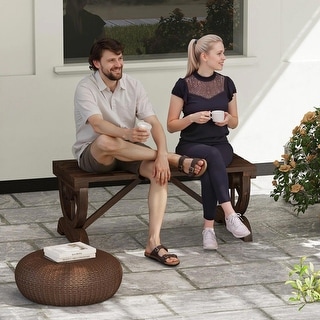 550 lbs Solid Wood Garden Bench, 2-Person Rustic Wagon Porch Premium ...