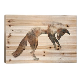 Jumping Fox Print On Wood by Andreas Lie - Multi-Color - Bed Bath ...