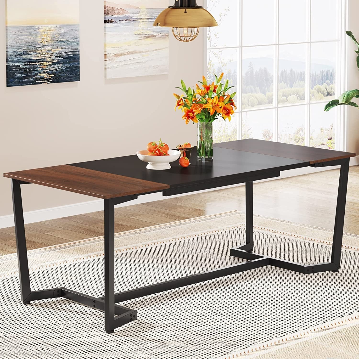 Industrial Dining Table for 6 Rectangular Kitchen Table Dining Room ...