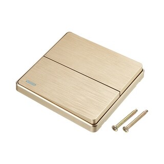 Light Switch Wall Panel Push Button 2 Gang 2 Way Gold Tone 250V 10A ...