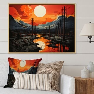 Designart "Power Lines Silhouetted Connections II" Power Lines Framed ...