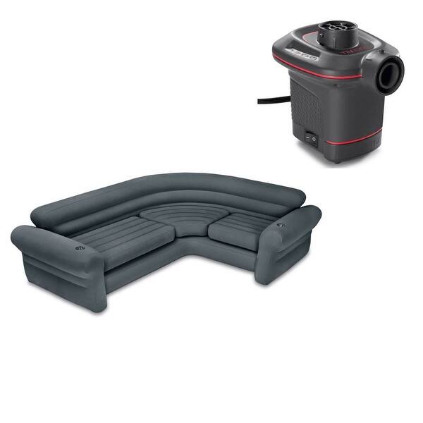 Intex Inflatable Corner Sectional Sofa w/ Cupholders & 12V Corded ...