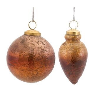 Set of 6 Distressed Mercury Glass Christmas Ornaments 4.5" - Bed Bath ...