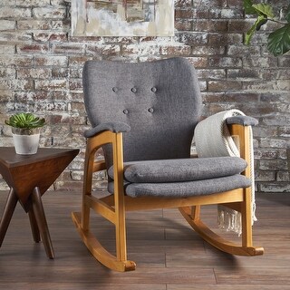 Gray 26.5" Button Tufted Rocking Chair with Rubber Wood Frame - Bed ...