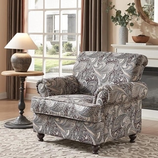 Morden Fort Classical Paisley Print Accent Chair with Rolled Arms - Bed ...