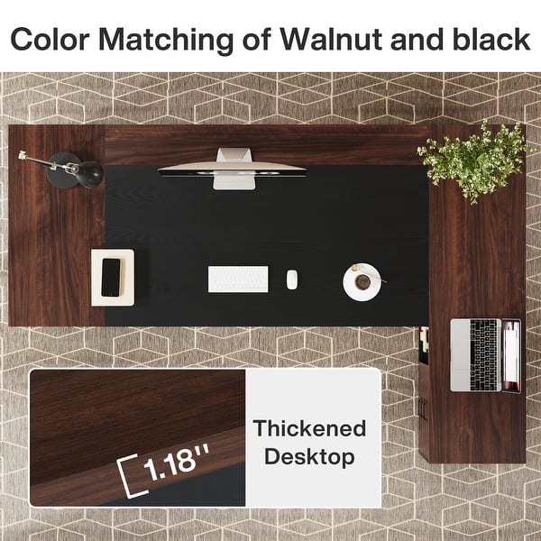 78.7-Inch L-Shaped Executive Desk Computer Desk with File Cabinet - Bed ...