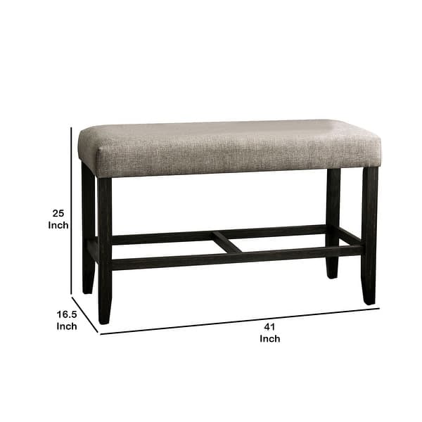 25 Inch Padded Wooden Counter Height Bench, Gray - Bed Bath & Beyond ...