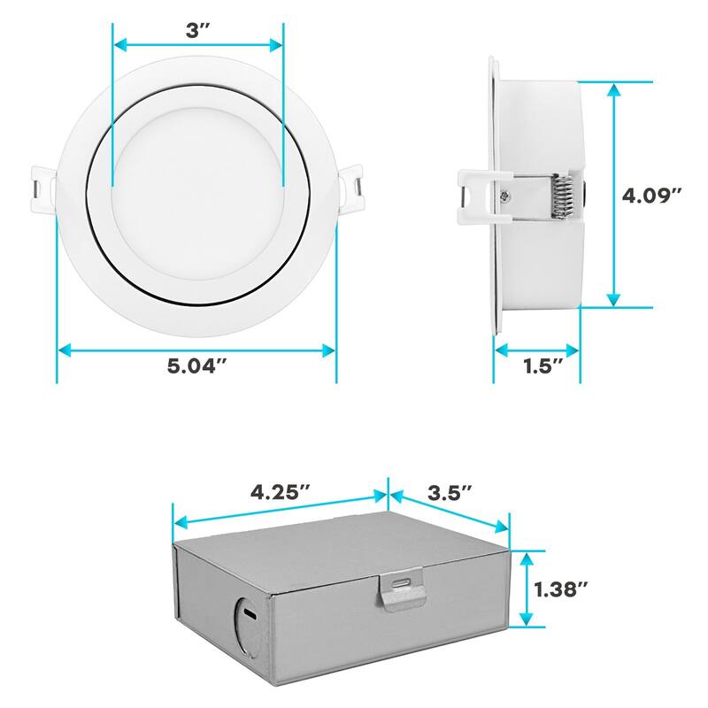 Luxrite 4 Inch Gimbal LED Recessed Lighting, 5 CCT 2700K-5000K, 950 ...