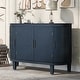 Navy Blue Wooden Entryway Storage Cabinet with Antique Pattern Doors ...