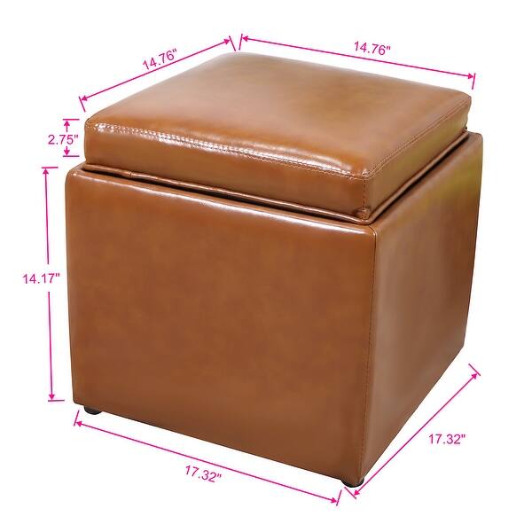 Square Storage Ottoman with Upholstered Cube Stool with Storage for ...