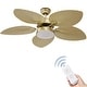 Moasis 52" Palm Leaf Tropical Style Ceiling Fan LED Light with Remote ...
