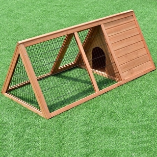 Gymax Wooden Outdoor A-Frame Rabbit Hutch Bunny Pig Small Animal Pet ...