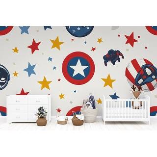 Superhero Nursery Wall Mural – Kids Room Wallpaper – Captain Star - Bed ...
