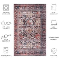 Traditional Distressed Machine Washable Area Rug - On Sale - Bed Bath ...