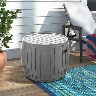 Outdoor 36 Gallons Water Resistant Plastic Round Deck Box,Grey - Bed ...