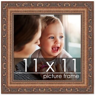 11x11 Traditional Antique Gold Complete Wood Square Picture Frame with ...
