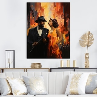 Designart "Orange And Black Harlem Renaissance Jazz Couple" Harlem ...