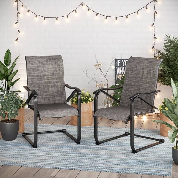 Patio Chairs C Spring Motion Textilene Metal Chairs Weather Resistant ...