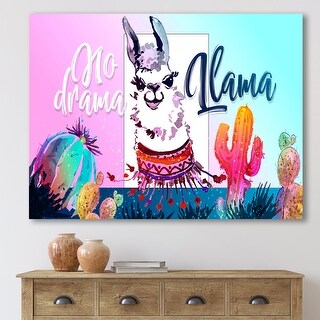Designart "No Drama Llama" Children's Art Canvas Wall Art Print - Bed ...