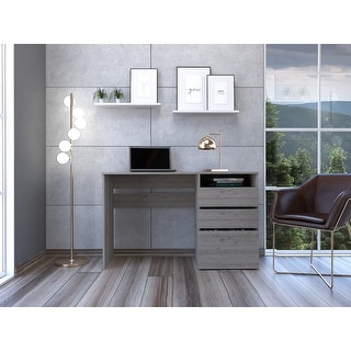 Minimalist Computer Desk with 3-Drawers, Home Writing Desk with 1-Shelf ...