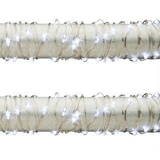 Set of 3 5 ft Battery Operated Cool White Micro Light Strings on Gold ...