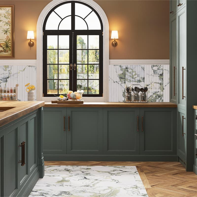 Merola Tile Touche Pleated Deco Rubis 23-1/2" x 47-1/8" Porcelain Floor ...