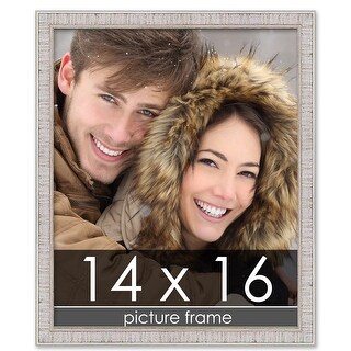 14x16 Distressed/Aged White Complete Wood Picture Frame with UV Acrylic ...