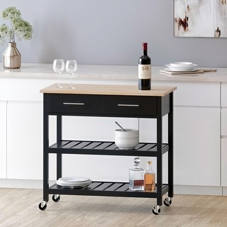 Contemporary Kitchen Cart with 2 Drawers and 2 Open Shelves - Bed Bath ...