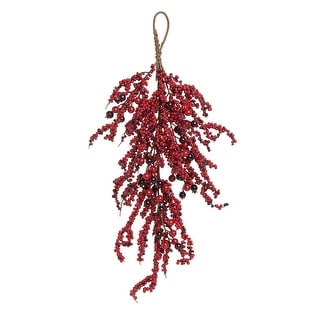 28" Red Merry Berry Artificial Christmas Teardrop Swag, Unlit - Bed ...